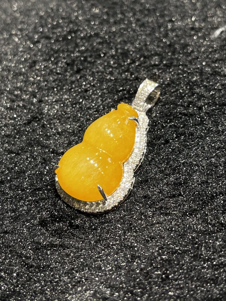 Icy translucent vivid honey yellow gourd jadeite pendant - Nanyang Jade ...