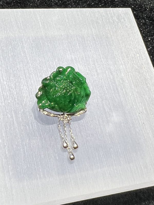 Translucent vibrant dark green flower jadeite pendant - Nanyang Jade ...