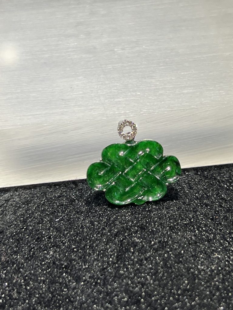 Translucent vibrant green infinity knot jadeite pendant[SOLD OUT ...