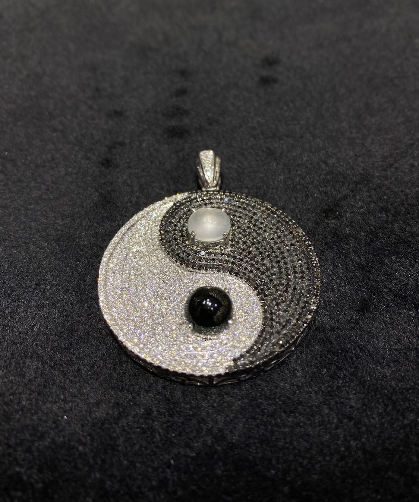 icy and omphacite cabochon BaGua design jadeite pendant - Nanyang Jade ...