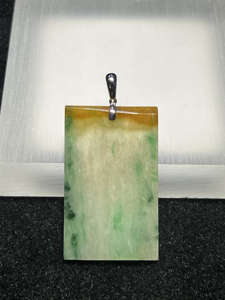 Icy translucent triple colour rectangle jadeite pendant - Nanyang Jade ...