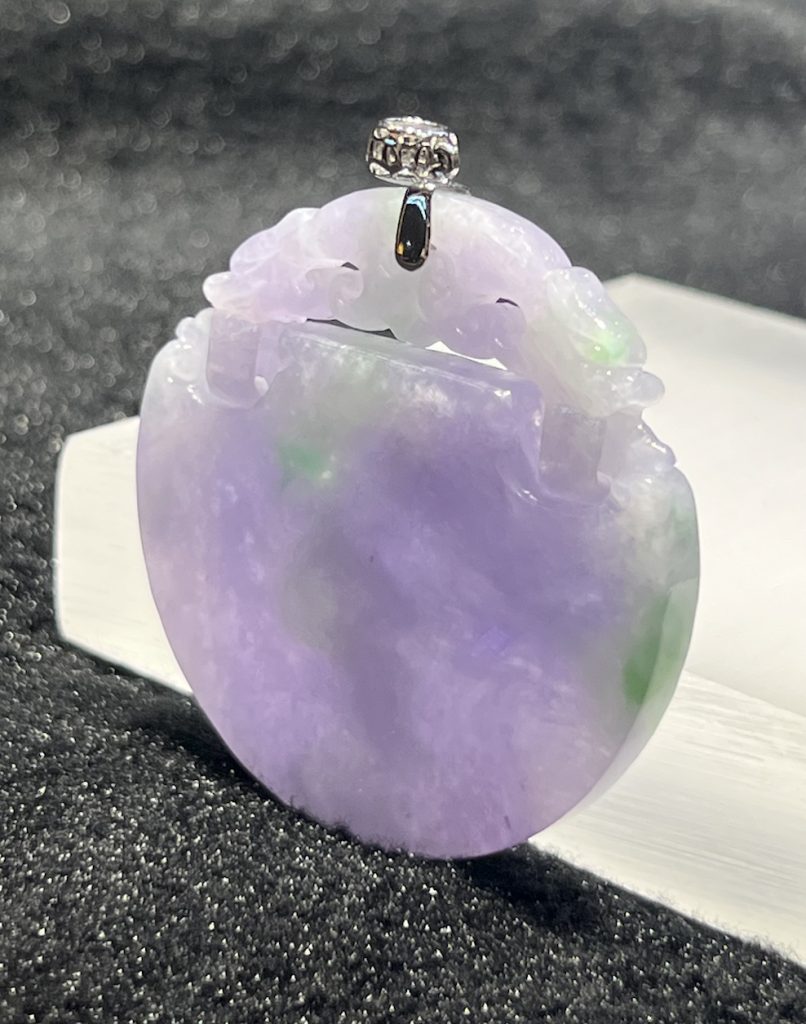 icy translucent vibrant lavender safety lock carving jadeite pendant ...
